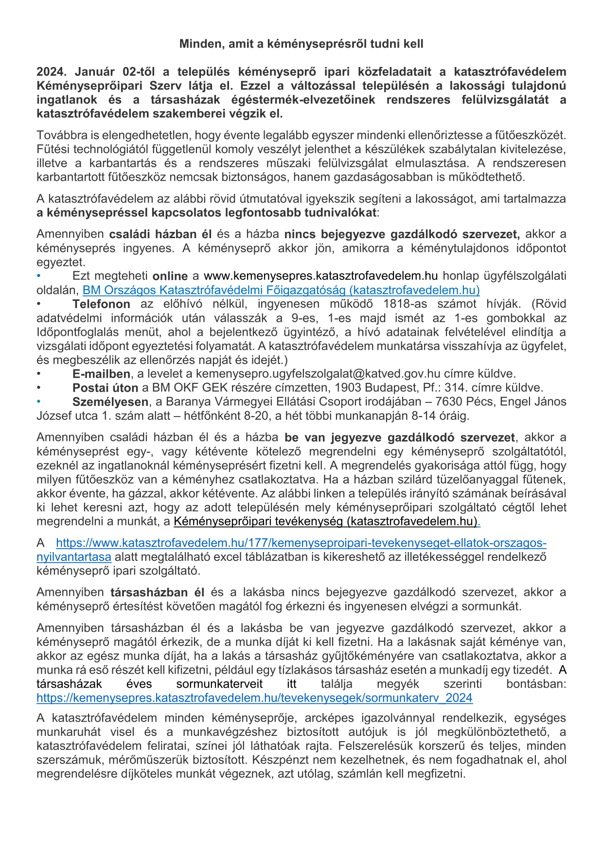 Tájékoztatás: kéményseprés változásáról 2024. évben – Nagyharsány Községi Önkormányzat és Közös ...